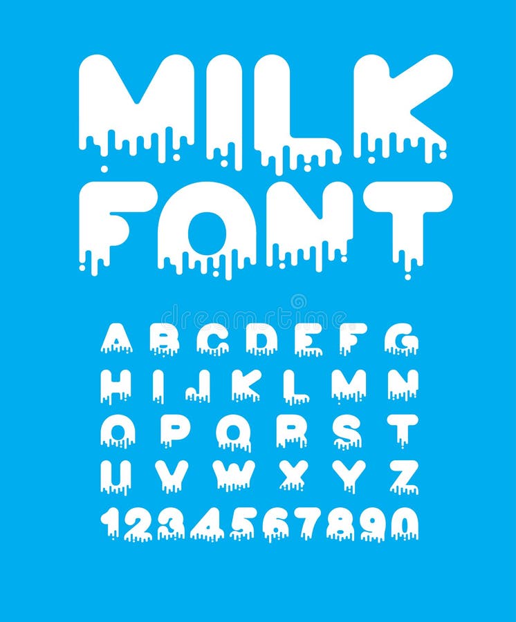 Milk Liquid Font. Dairy Alphabet Stock Vector - Illustration of food ...