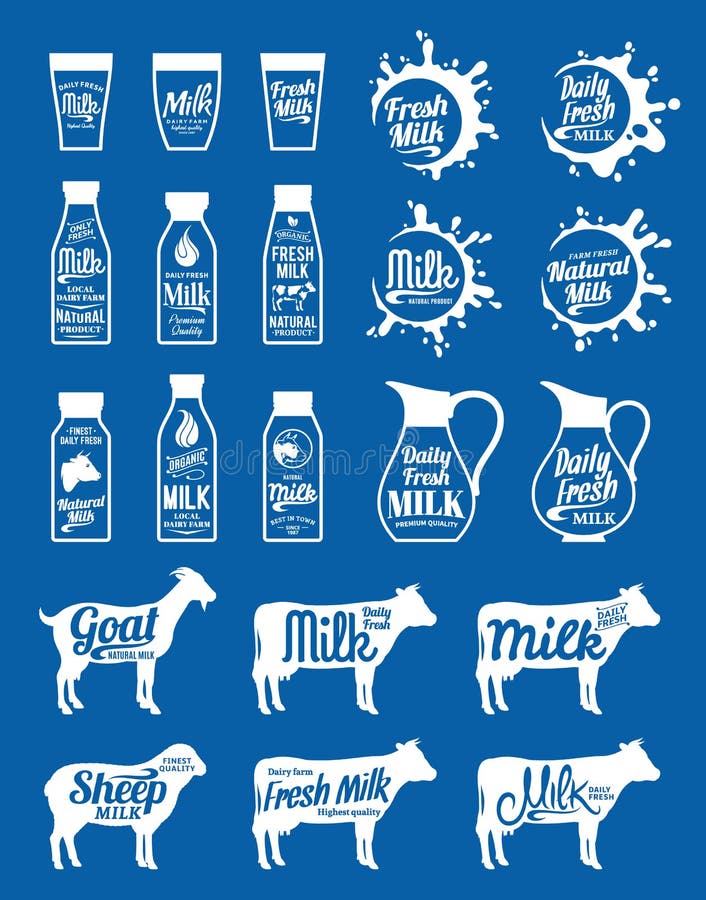 Milk Logo, Icons, Splashes and Design Elements Stock Vector ...