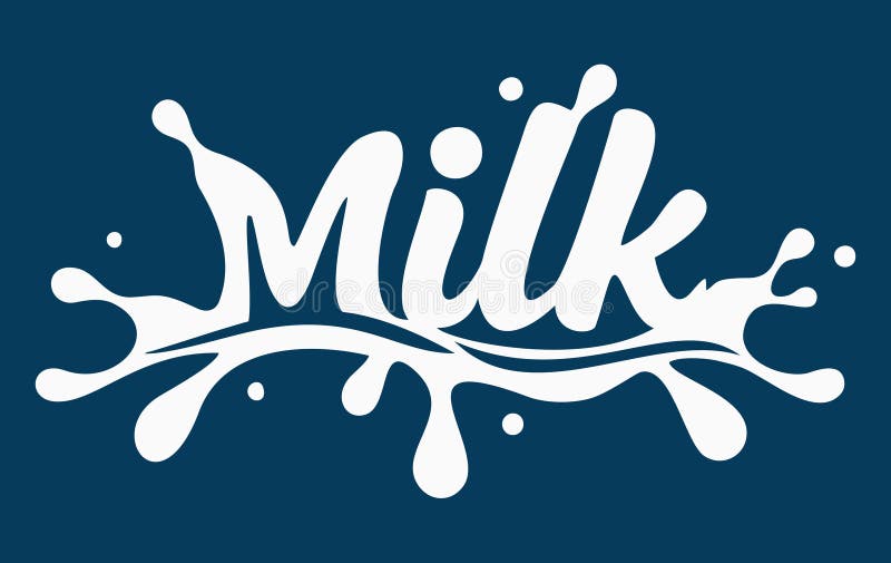 Milk Logo. Lettering with Milk Splashes and Drops Stock Vector ...