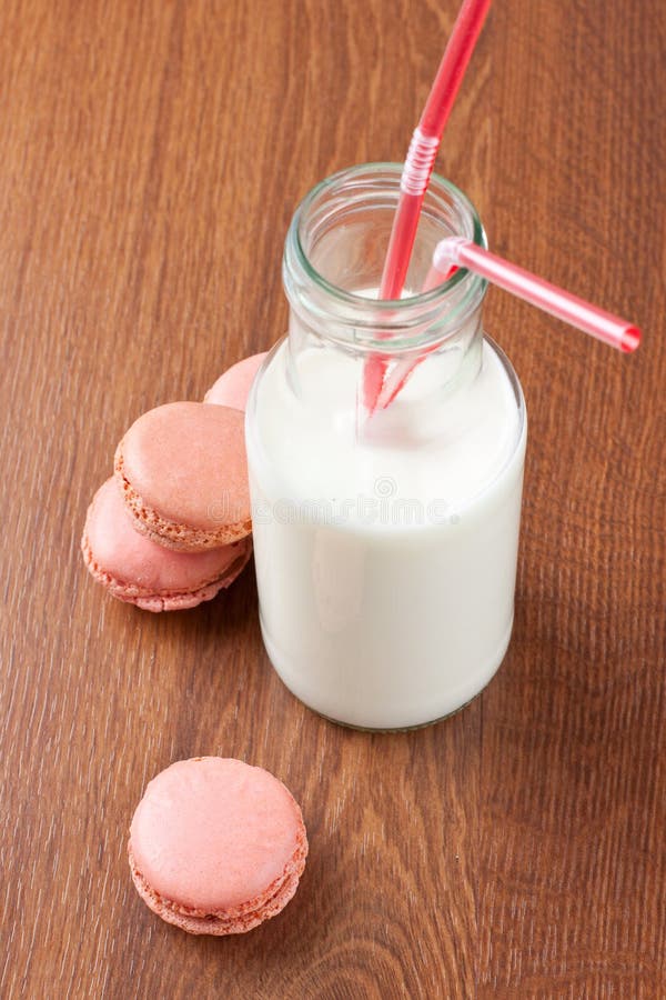 Milk and macaroons stock photo. Image of delicious, dessert - 33443834