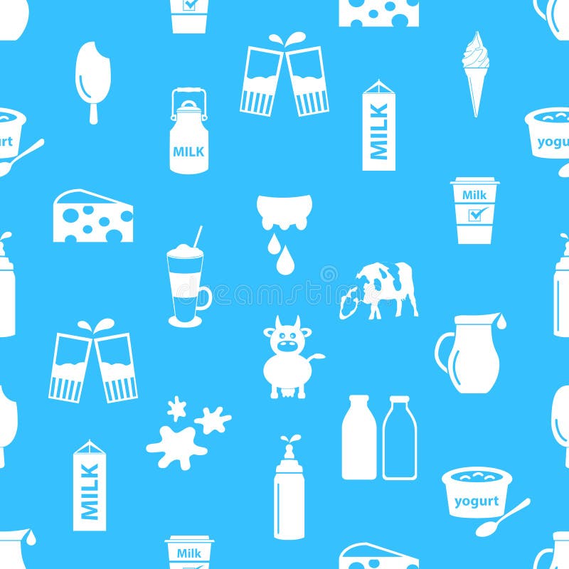 Milk and Milk Product Theme Icons Seamless Pattern Eps10 Stock Vector ...