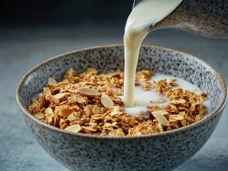 Milk Over Cereal stock photo. Image of generated, food - 366291014