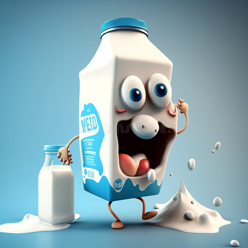 Milk Pack Cartoon Character in Happy Mood. AI Stock Illustration ...