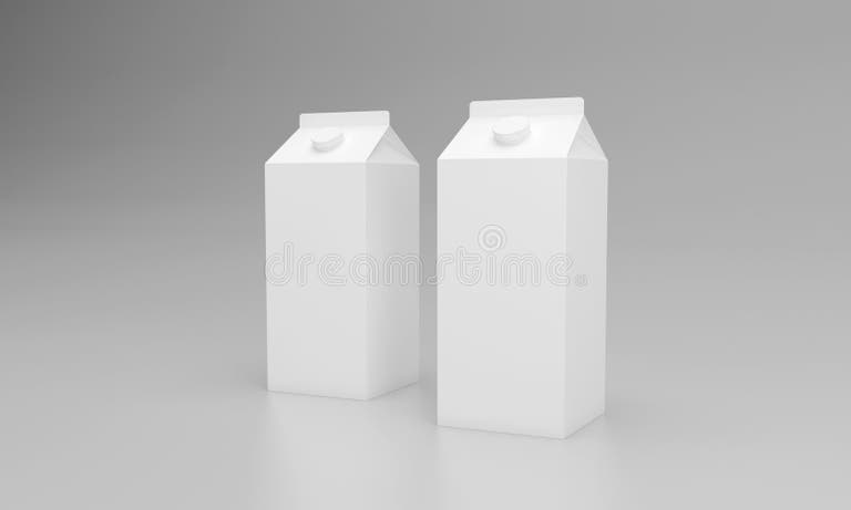 Two Milk Packaging One Liters Carton Mockup Template Stock Illustration ...
