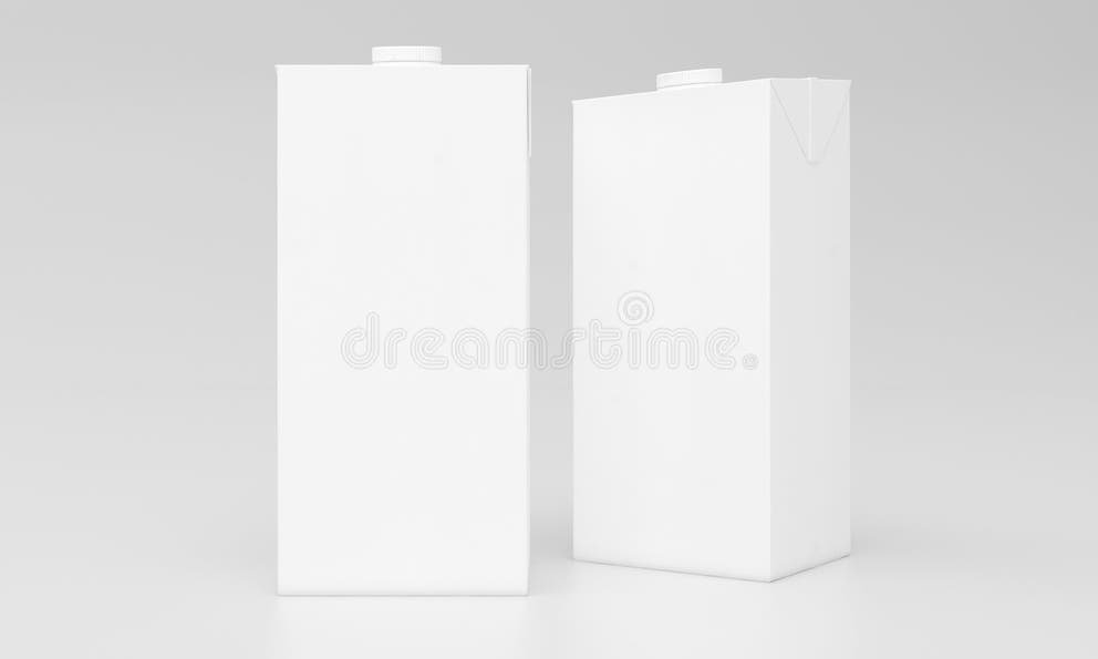 Two Milk Packaging One Liters Carton Mockup Template Stock Illustration ...
