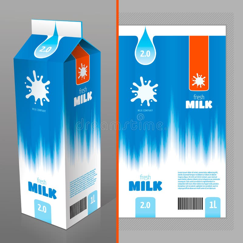 Milk Package Vector White Milky Drink Packaging Box, Bottle and Blank ...