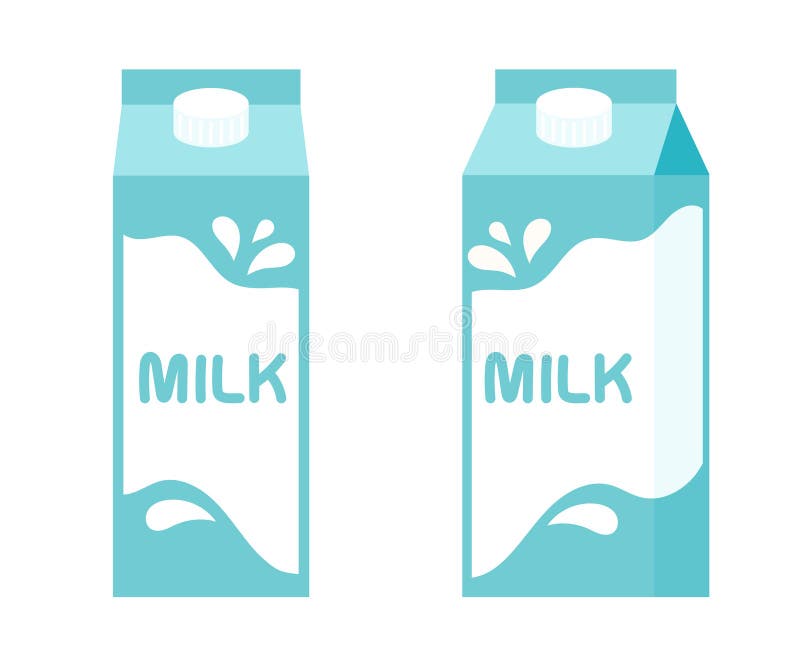 Milk in Packaging Set Cartoon Flat Illustration Stock Vector ...