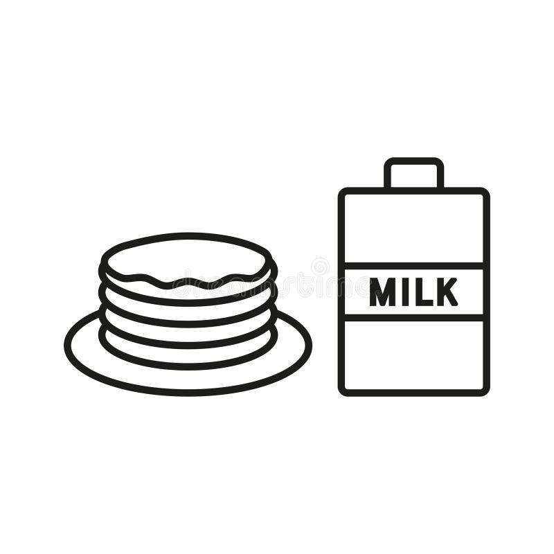 Milk and Pancake Set Food Icon Vector Basic Design Stock Vector ...
