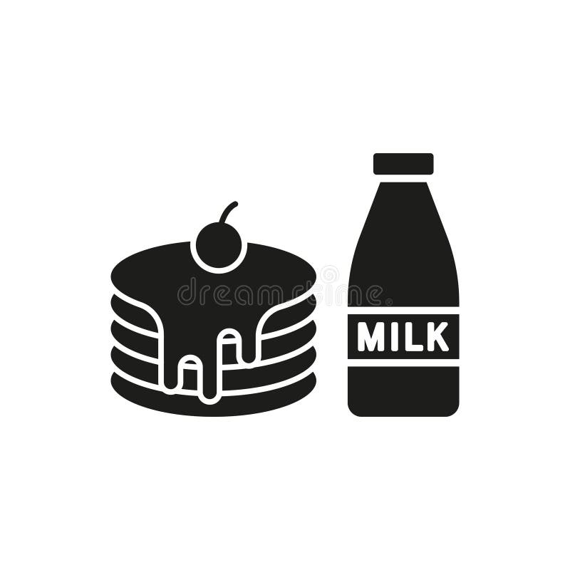 Milk and Pancake Set Food Icon Vector Basic Design Stock Vector ...