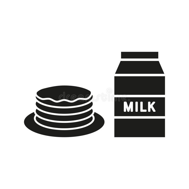 Milk and Pancake Set Food Icon Vector Basic Design Stock Vector ...