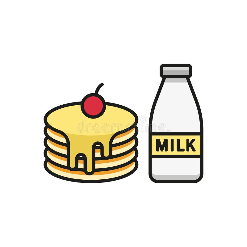 Milk and Pancake Set Food Icon Vector Basic Design Stock Vector ...