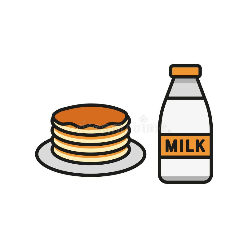 Milk and Pancake Set Food Icon Vector Basic Design Stock Vector ...