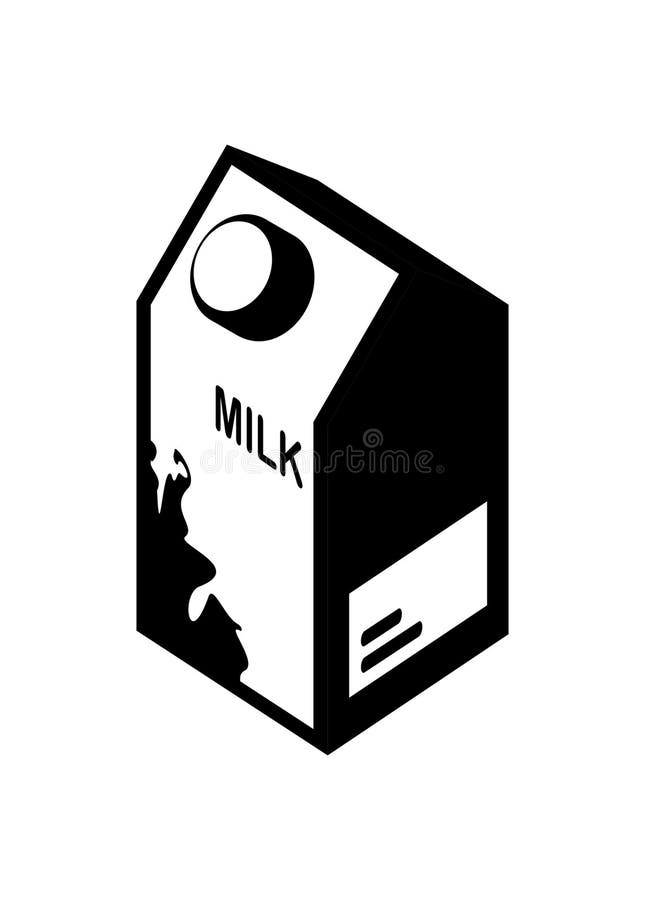 Milk in Paper Packaging. Simple Illustration in Isometric View. Black ...