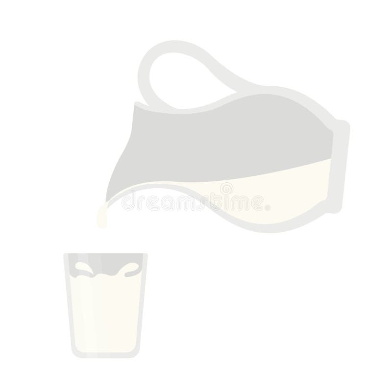 Milk Pitcher Pouring into Glass Flat Cartoon Illustration Stock ...
