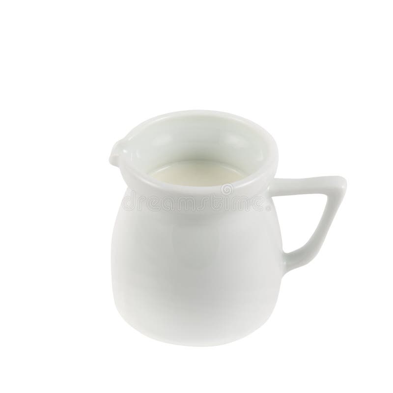 Milk Pitcher White Ceramic Ewer Isolated Stock Image - Image of full ...