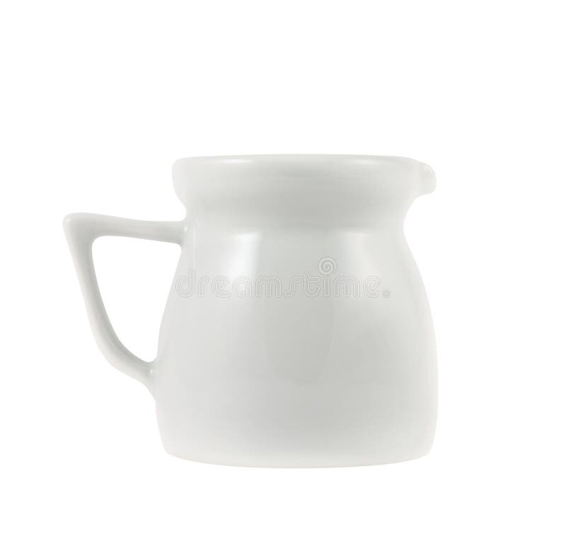 Milk Pitcher White Ceramic Ewer Isolated Stock Image - Image of fresh ...