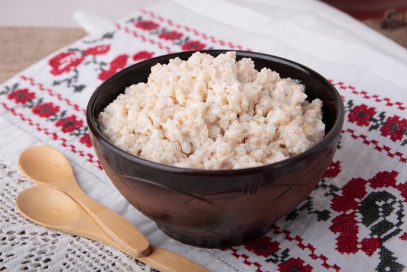 Milk Porridge of Crushed Barley Grains Stock Image - Image of grain ...