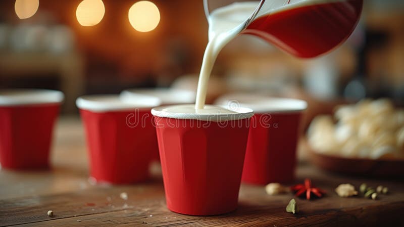 Milk Pouring into a Cup Close-up Stock Illustration - Illustration of ...