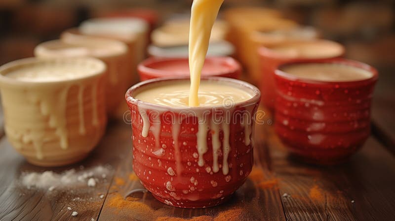 Milk Pouring into a Cup Close-up Stock Illustration - Illustration of ...