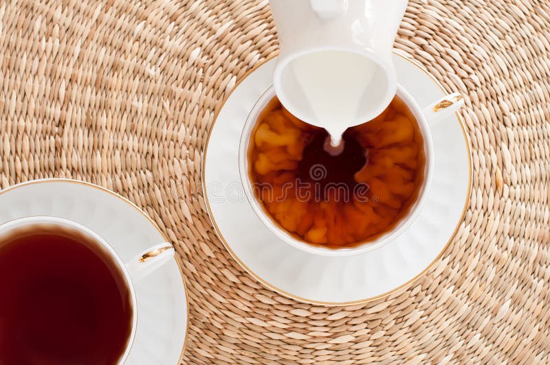 Milk Pouring into Cup of Tea Stock Image - Image of outdoors, medicine ...
