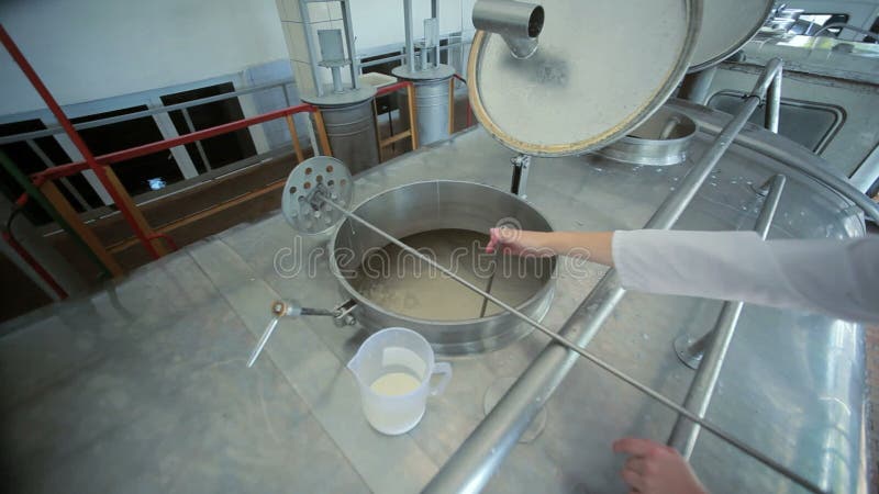 Milk Processing Plant. Stir Milk in Dairy Truck. Dairy Factory ...