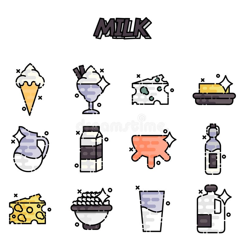 Milk Production Cartoon Concept Icons Stock Vector - Illustration of ...