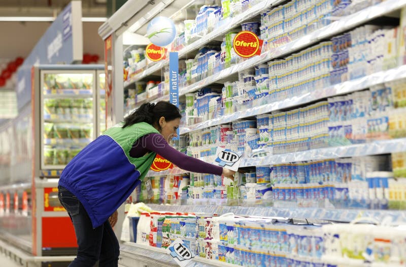 Milk products department editorial photo. Image of shopper - 18033576