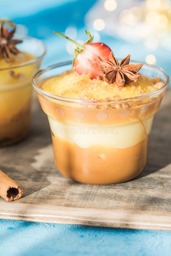 Milk Pudding. Natillas, Typical Christmas Dessert Made of Milk, Eggs ...