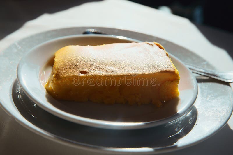 Milk Pudding on White Plate. Stock Image - Image of copyspace, table ...