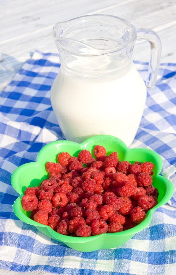 Milk and raspberry stock photo. Image of ripe, organic - 26352444