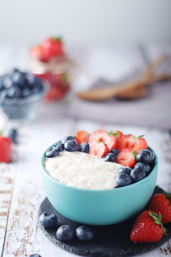 Milk Rice with Berries Ready for Breakfast Stock Photo - Image of fresh ...