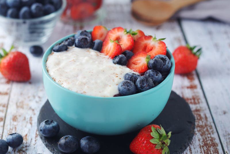 Milk Rice with Berries Ready for Breakfast Stock Image - Image of fresh ...