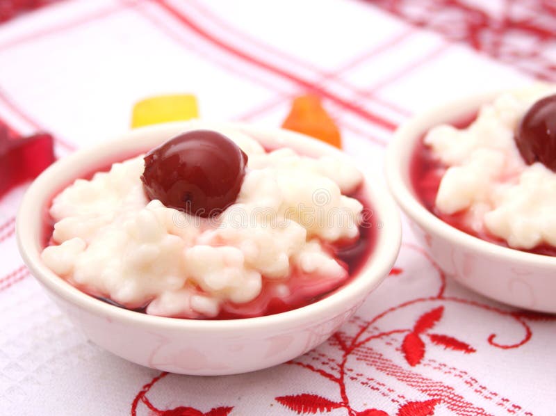 Milk rice with cherries stock image. Image of healthy - 37198217