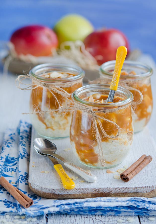 Milk-rice Dessert with Caramelized Apples Stock Photo - Image of cream ...