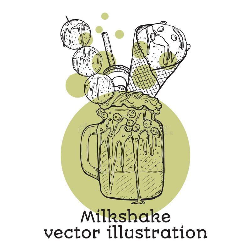 Milk Shake Sketch Style Hand Drawn Vector Illustration Stock Vector ...