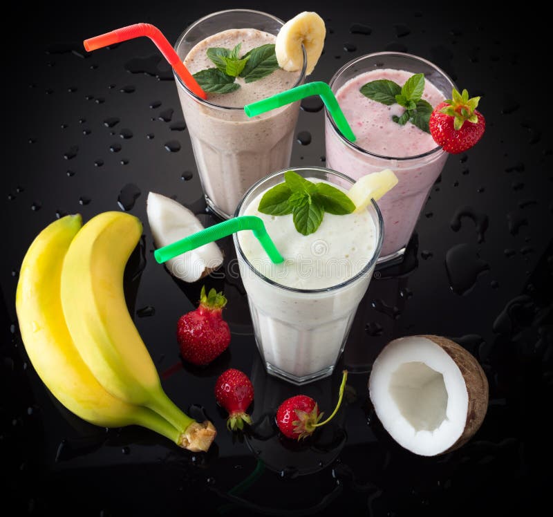 Fruit And Fruit Shakes In Plastic Cups Stock Image - Image of glass ...