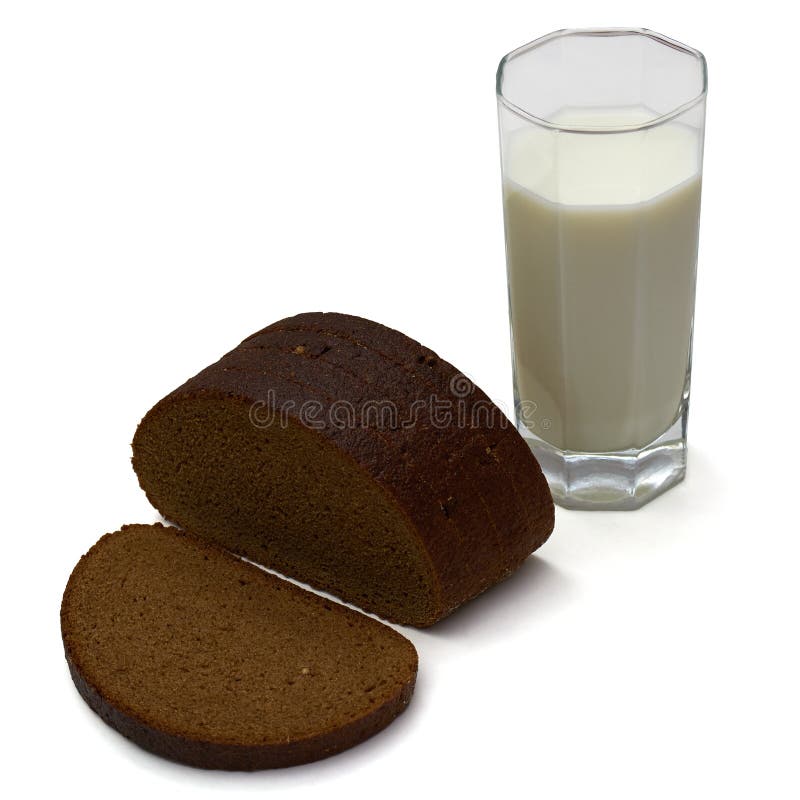 Milk and Sliced Bread Isolated on White Stock Image - Image of isolated ...