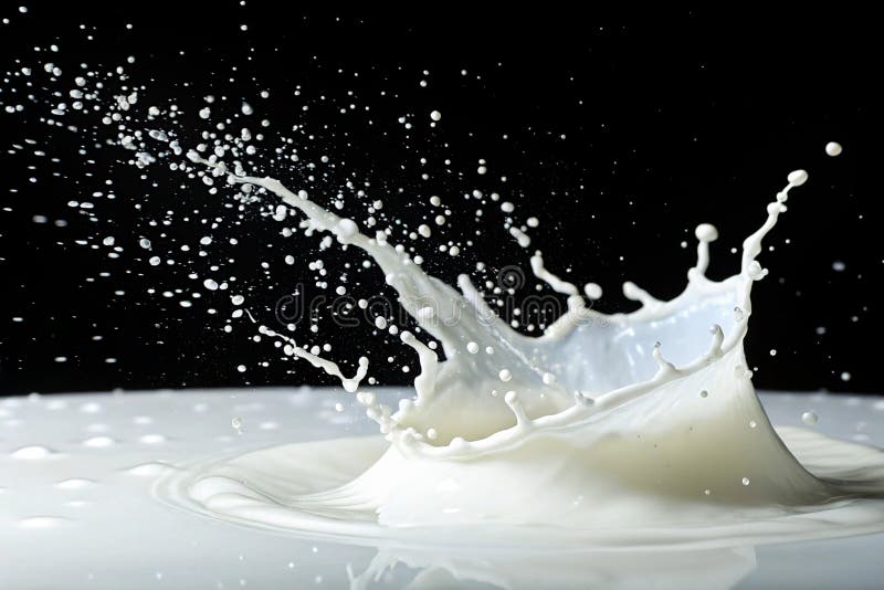 Milk Splash Against Black Background Stock Illustration - Illustration ...