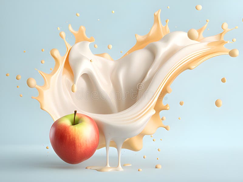 Milk Splash with Apple Fruit Stock Illustration - Illustration of ...