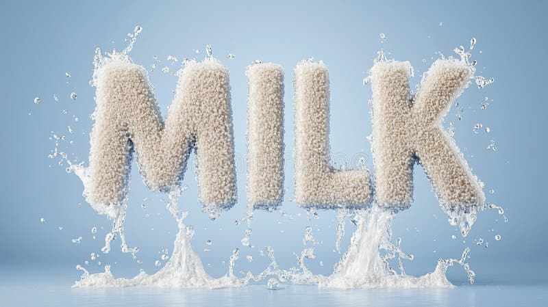 Milk Splash Art, Creative 3d Letters with Textured Design and Splash ...