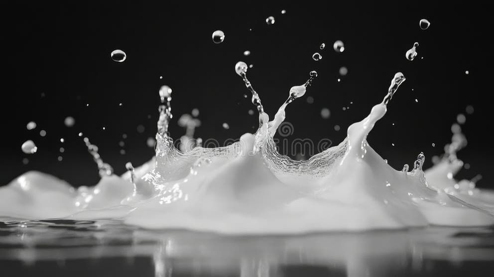 Milk Splash on Black Background Stock Illustration - Illustration of ...