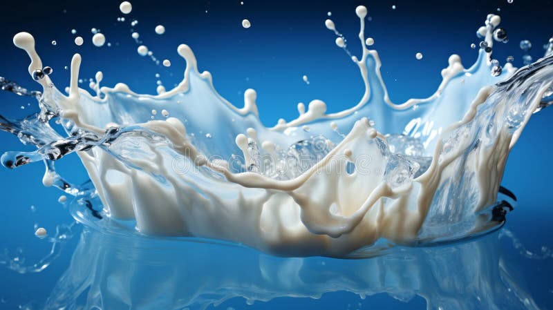 Milk Splash with Blue Background. Generative AI. Stock Illustration ...