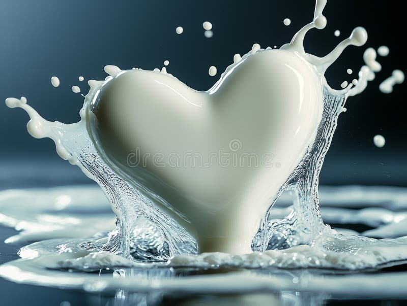 Milk Splash in a Circular and a Heart Shape -ai. Stock Illustration ...