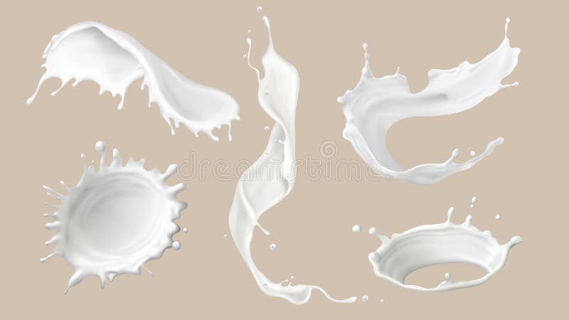 Milk Splash Collection with Dynamic Fluid Shapes Stock Illustration ...