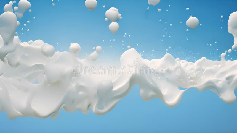 Milk Splash or Cream Wave with Drops on Blue Background Stock Video ...