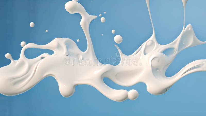 Milk Splash or Cream Wave with Drops on Blue Background Stock Footage ...