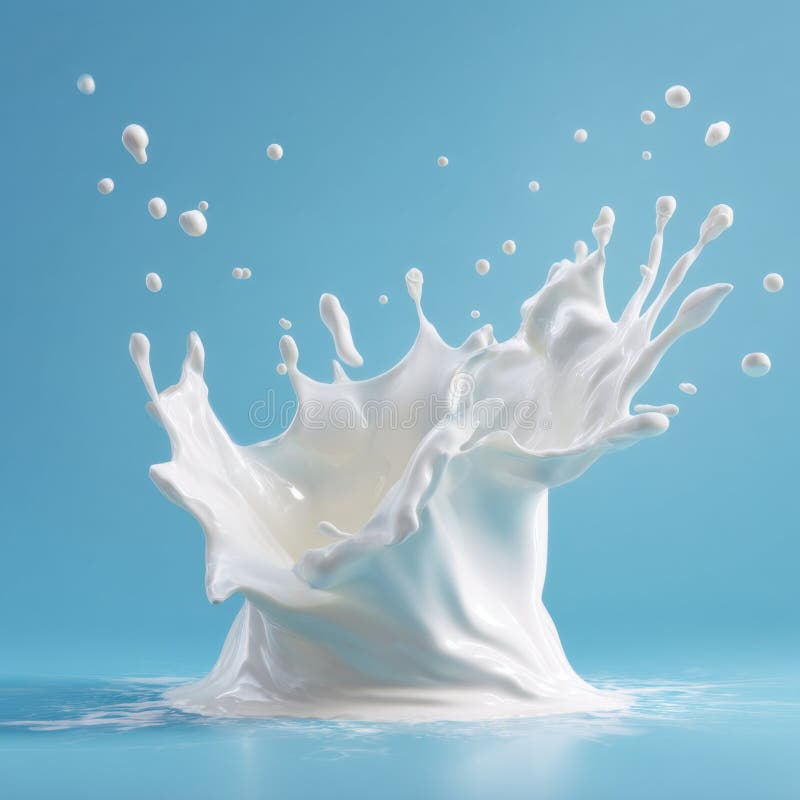 Milk Splash Creates Dynamic Patterns Against a Bright Blue Background ...