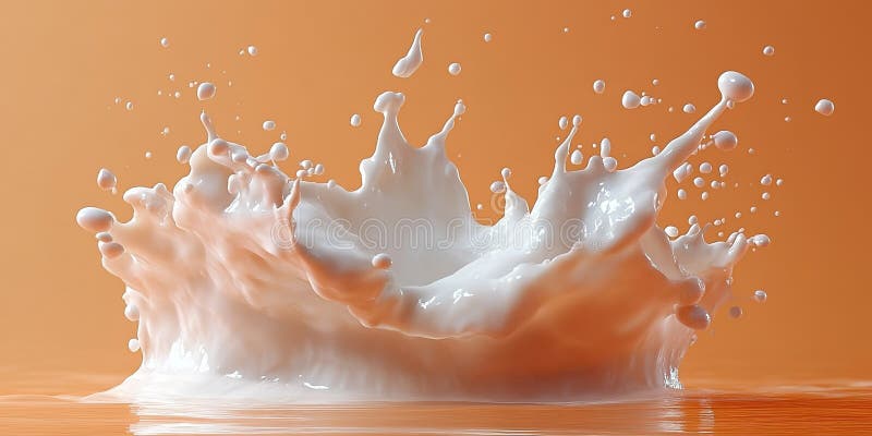 Milk Splash Creates Dynamic Patterns Against an Orange Background in a ...