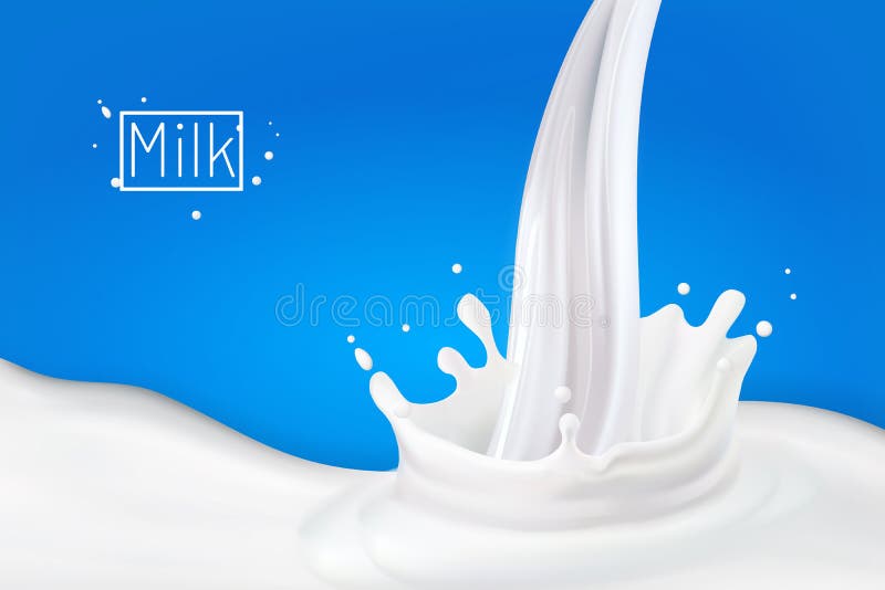 Milk Splash 3D.Abstract Realistic Milk Drop with Splashes Isolated on ...