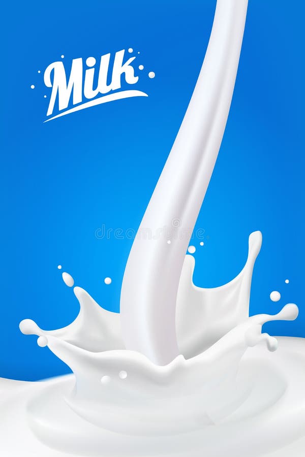 Milk Splash 3D.Abstract Realistic Milk Drop with Splashes Isolated on ...